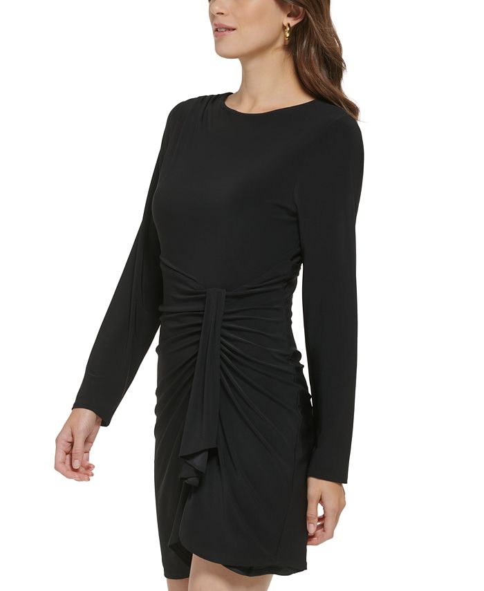 DKNY Side-Ruched Long-Sleeve Knit Dress - Macy's