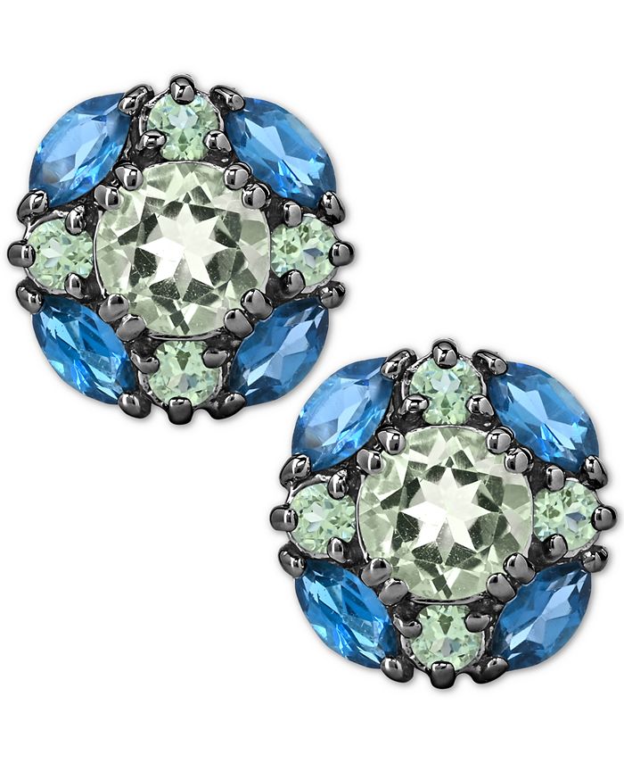 Macy's Multi-Gemstone Cluster Stud Earrings (3-1/3 ct. t.w.) in ...