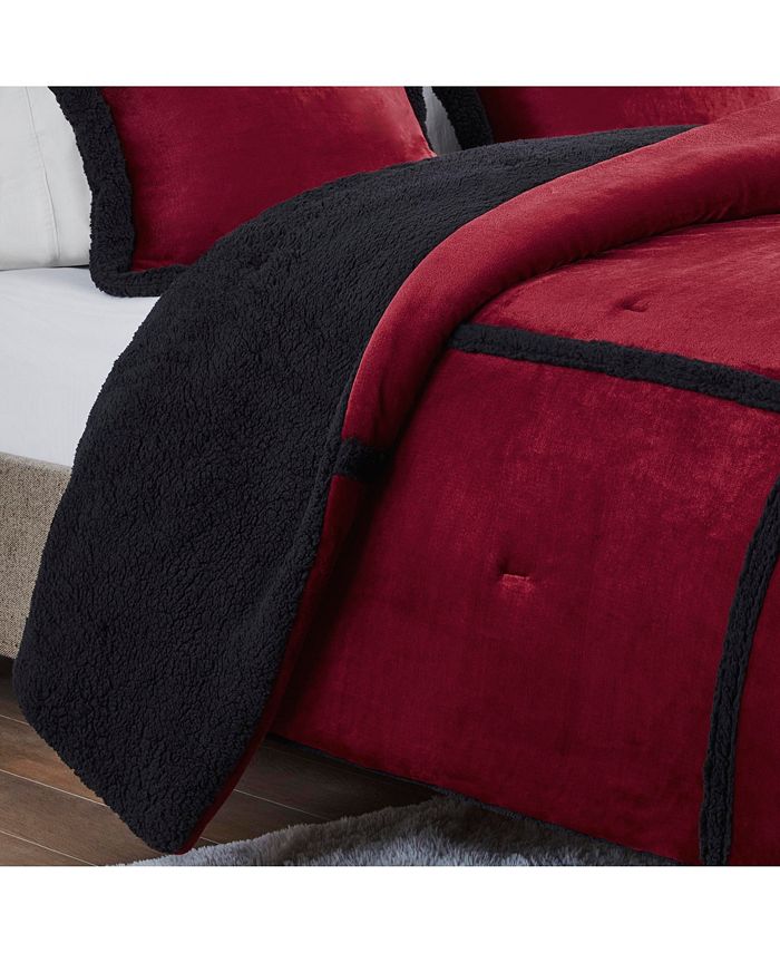 Woolrich Orlen Reversible Plush to Sherpa 3-Pc. Comforter Set, Twin ...
