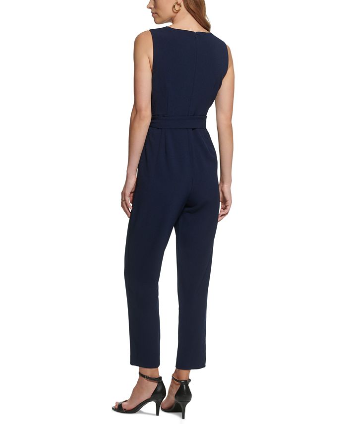 Jessica Howard Petite Ruffled Belted Jumpsuit - Macy's