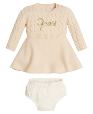 GUESS Baby Girls Wool Knit Sequin Logo Dress, 2 Piece Set - Macy's