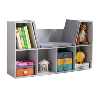 HOMCOM Cubby for Kids with Comfy Lounge Chair and Large Cube Shelves ...