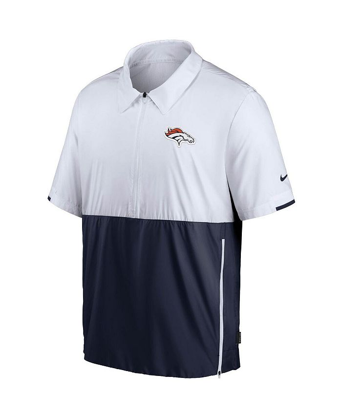 Nike Men's White, Navy Denver Broncos Sideline Coaches Half-Zip Short ...