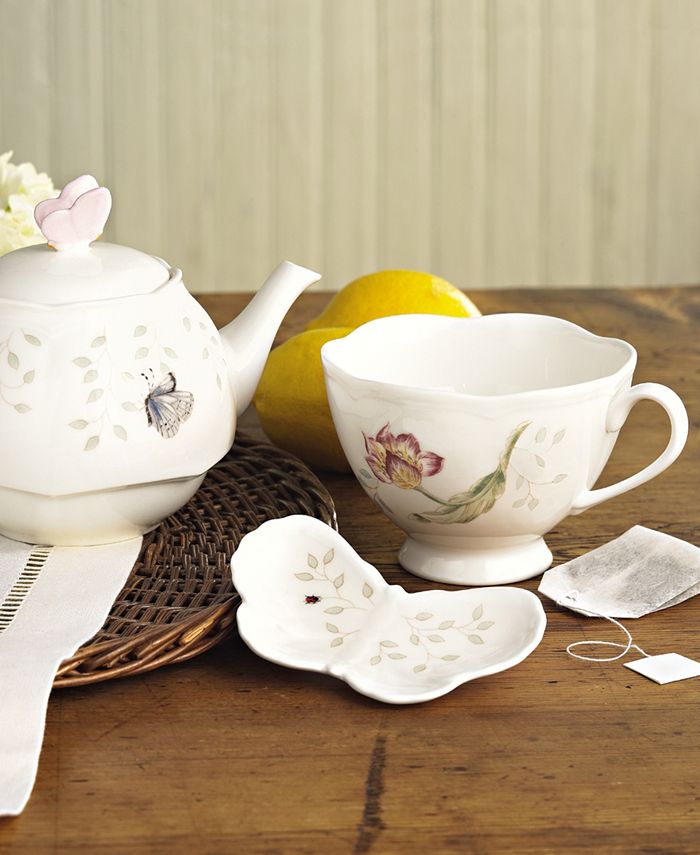 Lenox Butterfly Meadow Stackable Tea Set with Bag Holder - Macy's Lenox Butterfly Meadow Stackable Tea Set with Bag Holder - Macy's