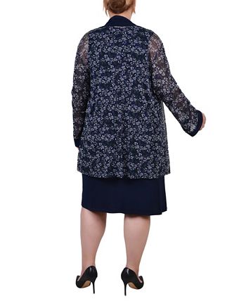 NY Collection Plus Size Cardigan Dress Set, 2 Piece - Macy's