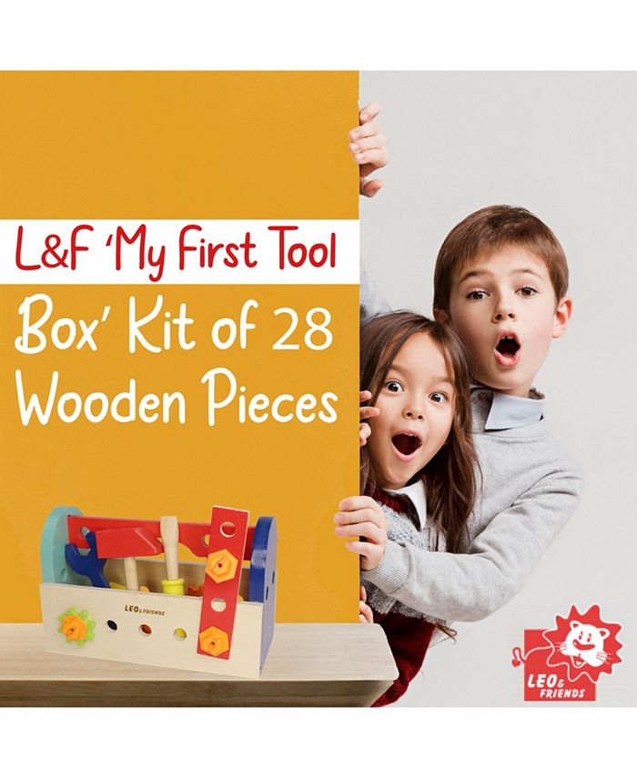 Leo & Friends My First Tool Box Kit of 28 Wooden Pieces - Macy's