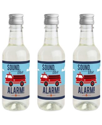 Fired Up Fire Truck - Mini Wine Bottle Label Stickers - Party Favor ...