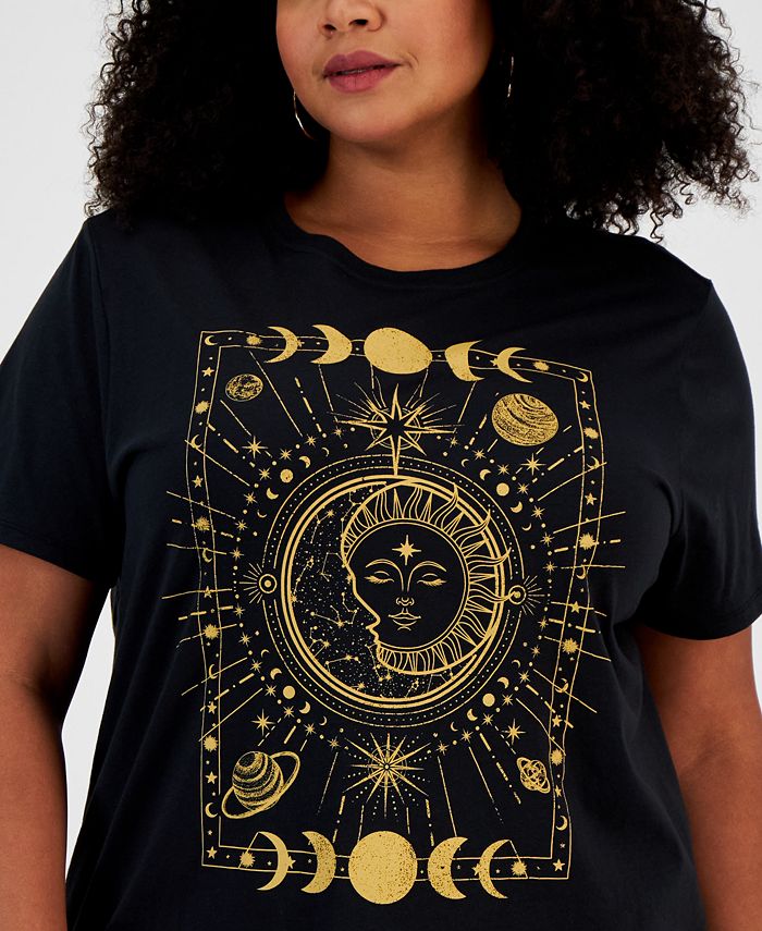 Rebellious One Plus Size Celestial Moon Short Sleeve T-Shirt - Macy's