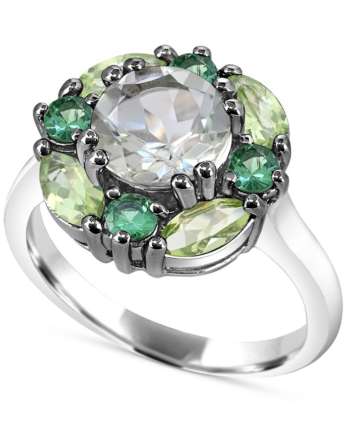 Macy's Multi-Gemstone Cluster Ring (3-5/8 ct. t.w.) in Sterling Silver ...