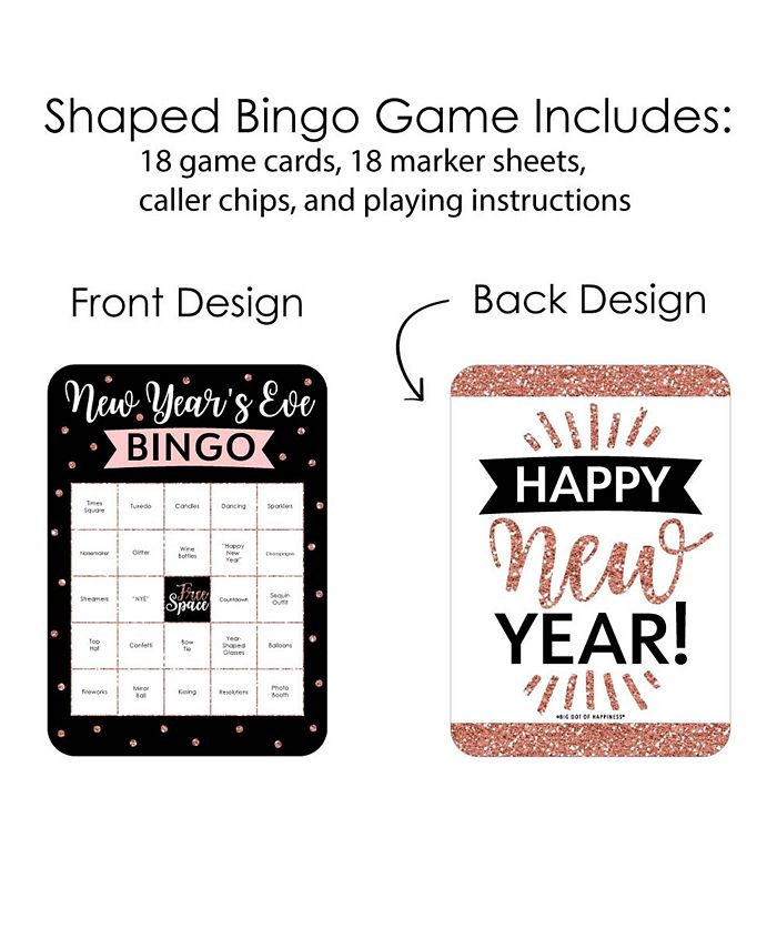 Big Dot of Happiness Rose Gold Happy New Year - Bar Bingo Cards ...