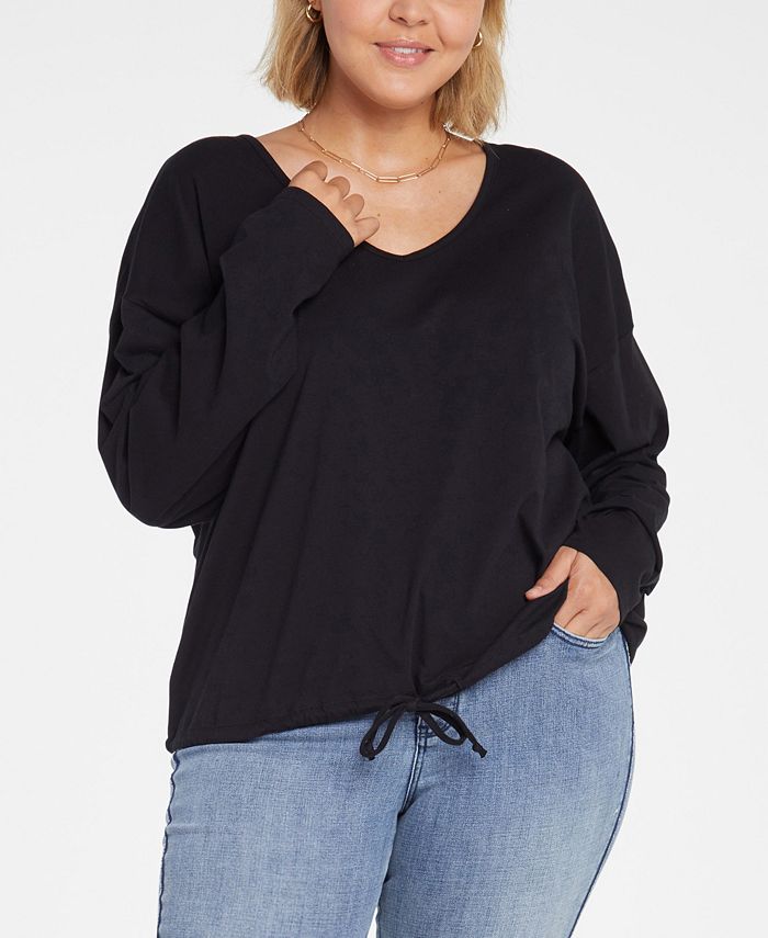 NYDJ Plus Size Long Sleeved Drawstring T-shirt - Macy's