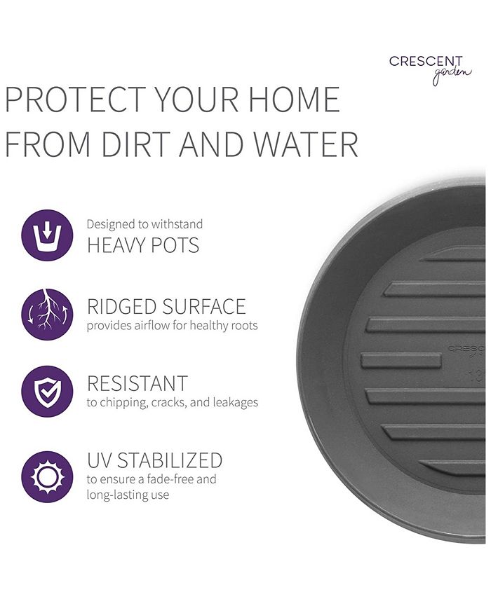 Crescent Garden Universal Round Saucer for Potted Plants, Slate - Macy's