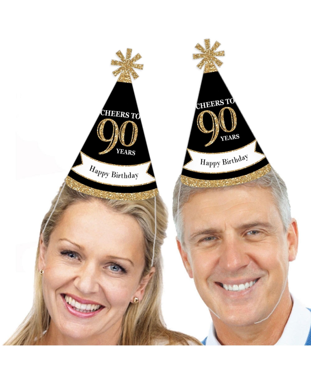 Big Dot Of Happiness Adult 90th Birthday - Gold - Cone Birthday Party ...