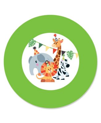 Jungle Party Animals - Safari Zoo Animal Party Circle Sticker Labels ...