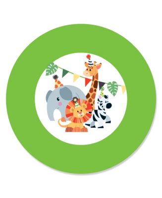 Jungle Party Animals - Safari Zoo Animal Party Circle Sticker Labels ...