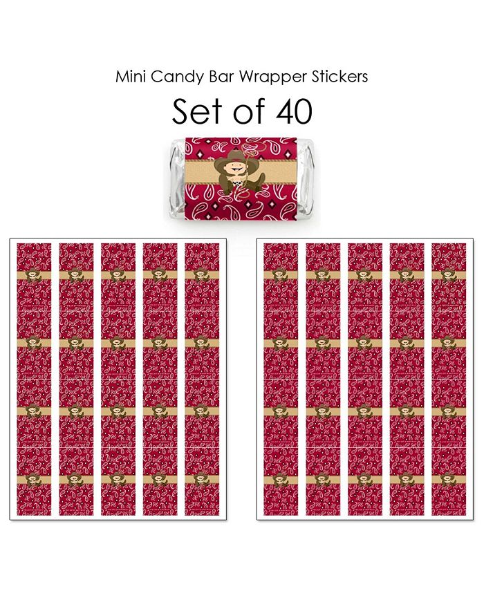 Big Dot of Happiness Little Cowboy - Mini Candy Bar Wrapper Stickers ...