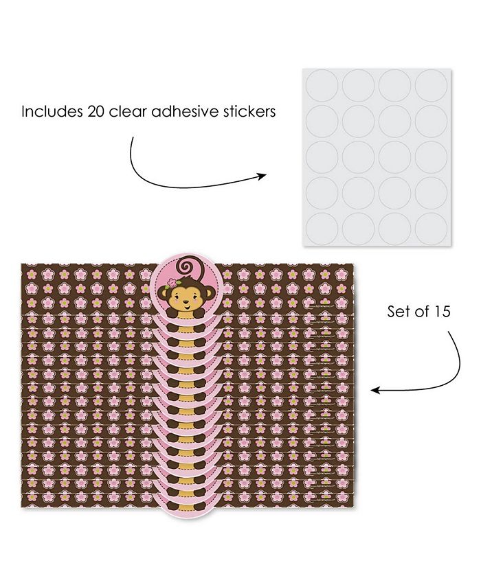 Big Dot of Happiness Pink Monkey Girl Baby Shower or Birthday Party DIY ...