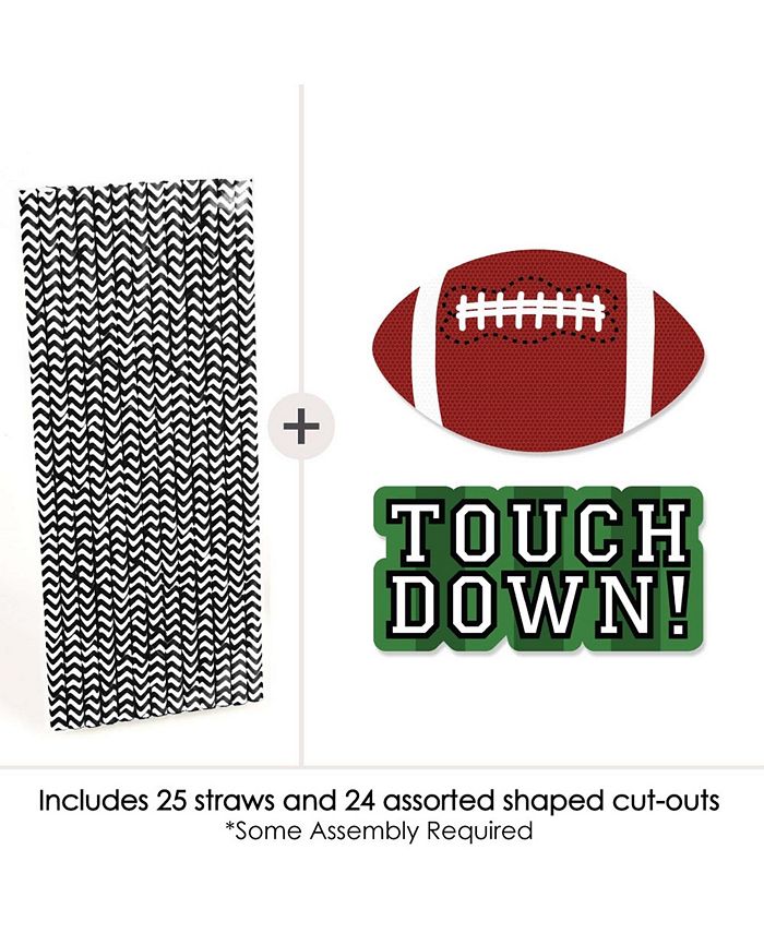Big Dot of Happiness End Zone - Football Paper Straw Decor - Party ...