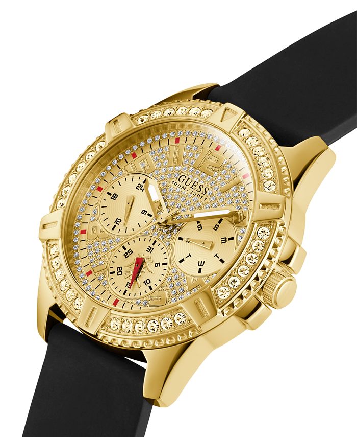 GUESS Men's Multi-Function Gold-Tone Silicone Watch 44mm - Macy's