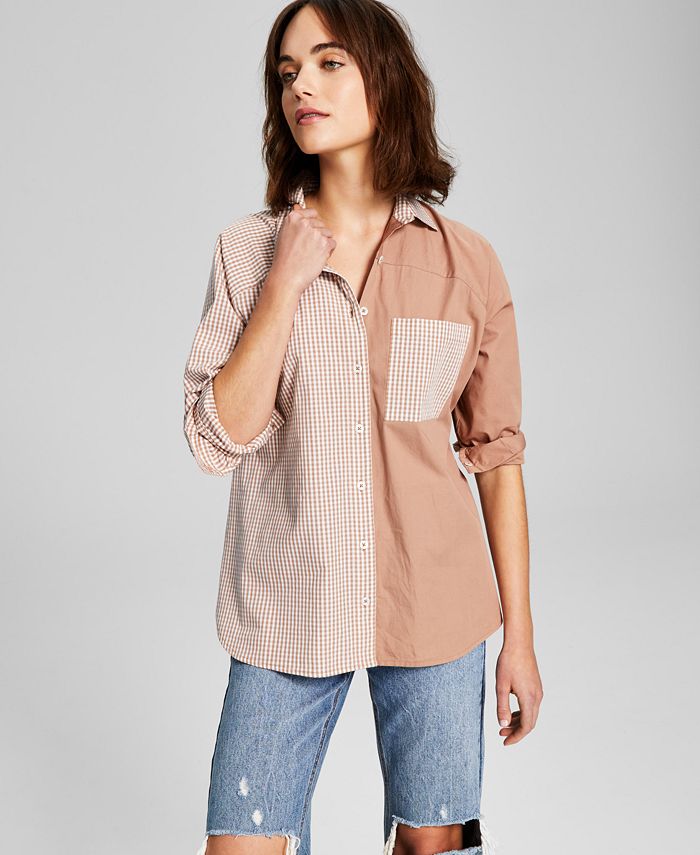 And Now This Women's Cotton Poplin Button-Up Shirt - Macy's