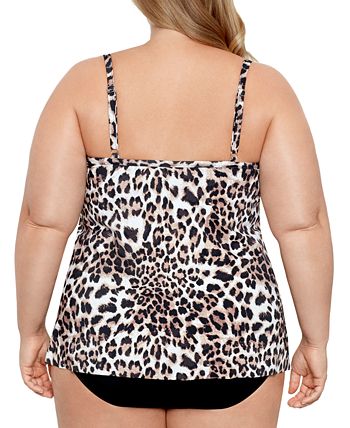 Swim Solutions Plus Size Knotted Flyaway Fauxkini One-Piece Swimsuit ...