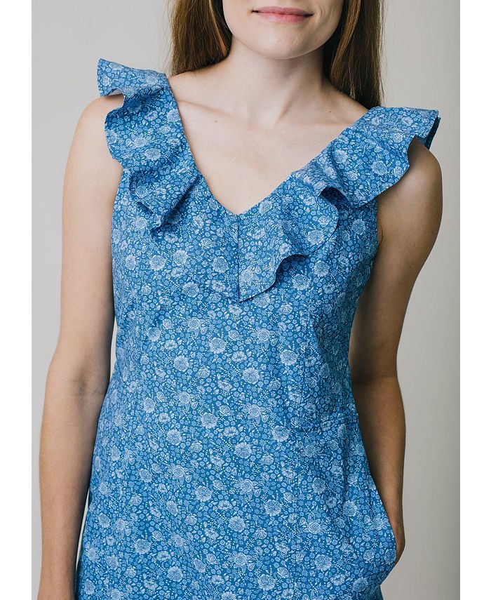 Hope & Henry Women's Organic Cotton V-Neck Ruffle Shift Dress - Macy's