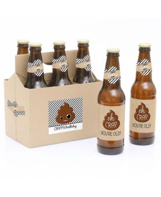 Oh Crap, You're Old - Poop Birthday Party Decor 6 Beer Bottle Labels ...