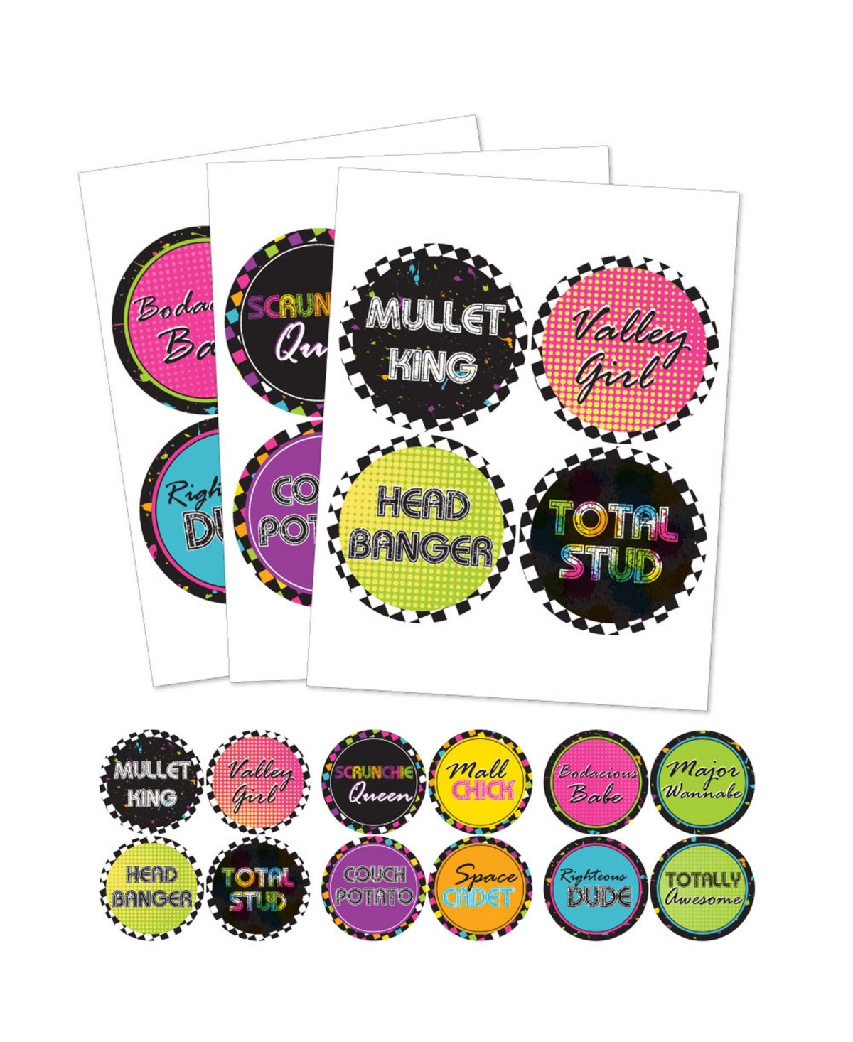 Big Dot Of Happiness 80's Retro - Totally 1980s Funny Name Tags - Party ...