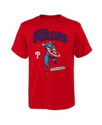 Big Boys Red Philadelphia Phillies Team Captain America Marvel T-shirt ...