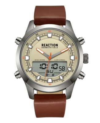 Kenneth Cole Reaction Men's Ana-digi Brown Synthetic Leather Strap ...