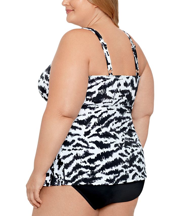 Swim Solutions Plus Size Tummy Control Triple Tier Fauxkini, Created ...