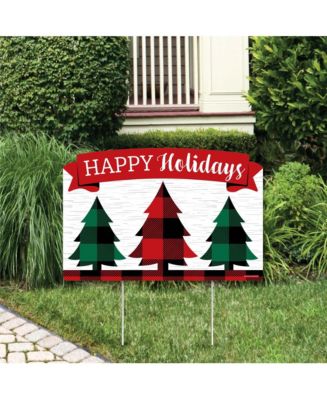Big Dot of Happiness Holiday Plaid Trees - Christmas Yard Lawn Decor ...