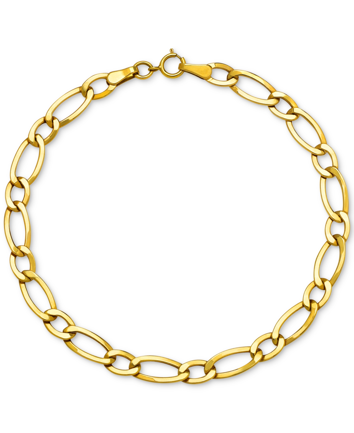Click here for Figaro Polished Link Chain Bracelet in 10k Gold -... prices