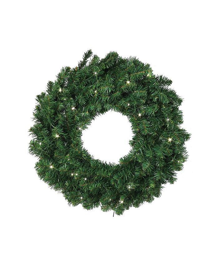 Floral Home 24" LED-Lit Northern Spruce Christmas Wreath with Timer ...