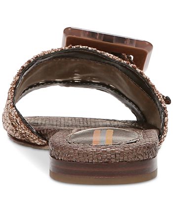 Sam Edelman Women's Bambi Raffia Buckle Slide Sandals - Macy's