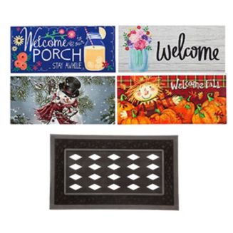 Evergreen Indoor Outdoor Doormat Bundle Set of 5 - Frame and 4 Welcome ...
