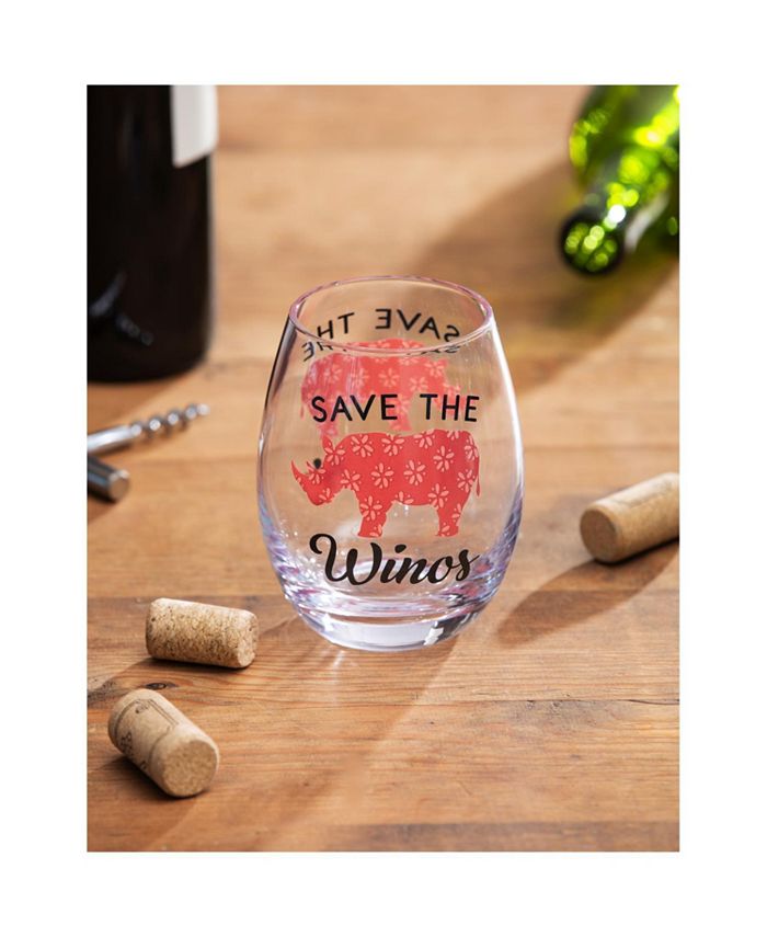 Evergreen 17 OZ Stemless Wine Glass w/Box, Save The Winos - Macy's