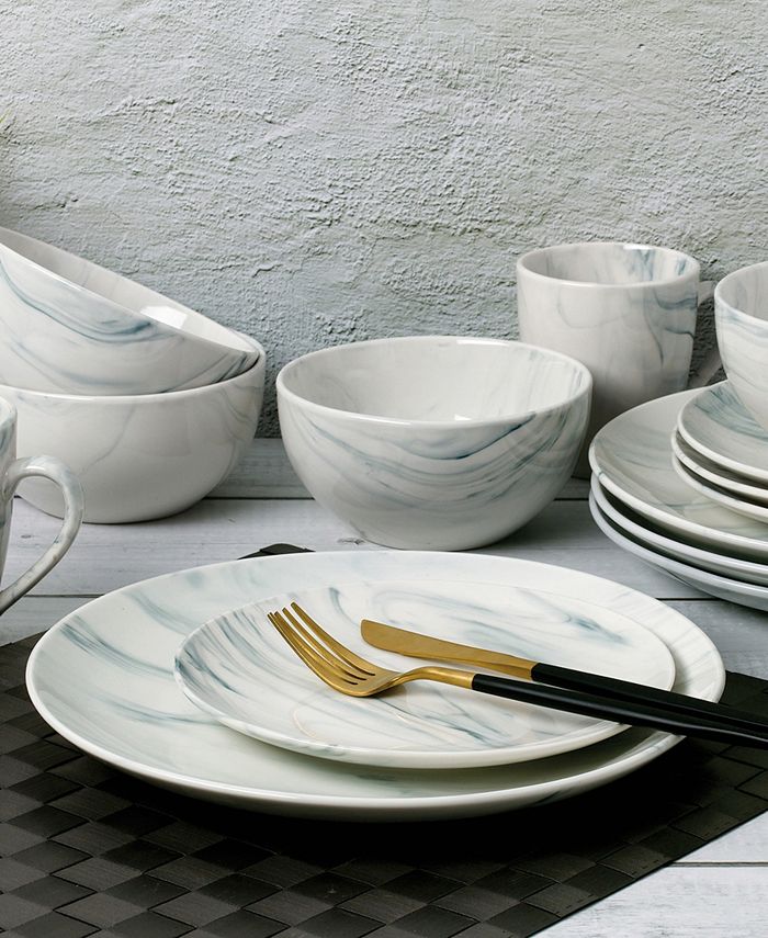 Lorren Home Trends Marble 16 Piece Service for 4 Dinnerware Set - Macy's