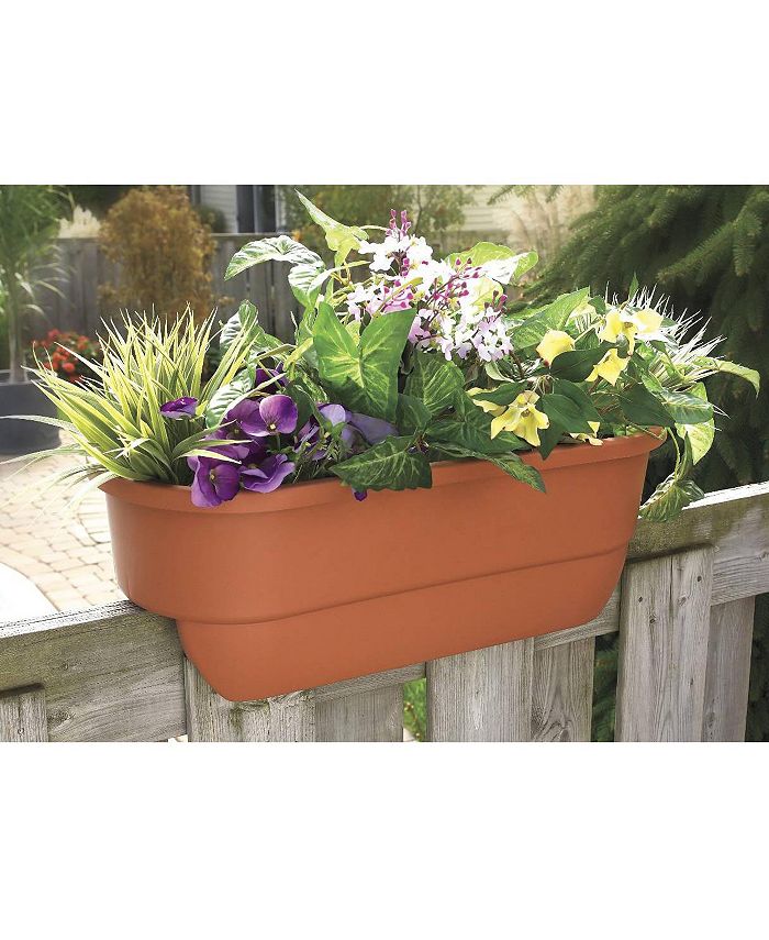 Apollo Plastic Dual Deck Railing Planter Terra Cotta Color 24 Inch - Macy's