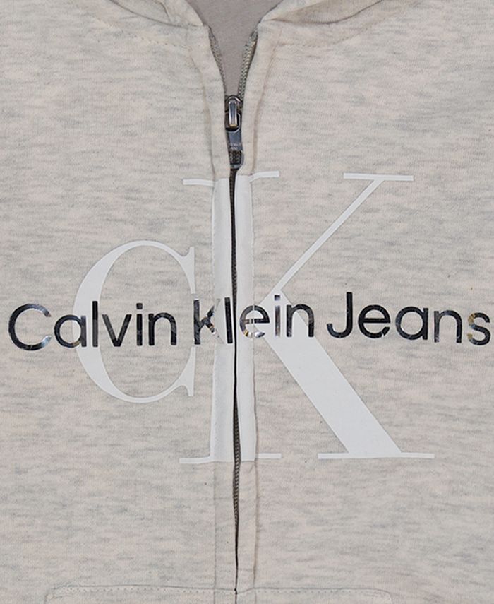 Calvin Klein Big Girls Monogram Logo Zip Up Hoodie And Reviews