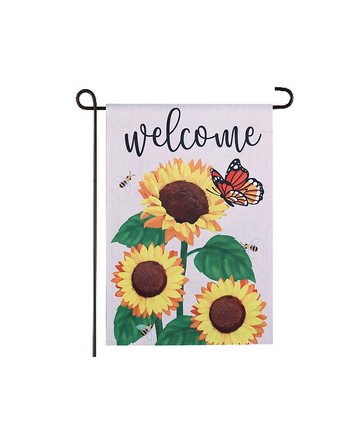 Evergreen Sunflower Welcome Garden Suede Flag 12.5 x 18 Inches Indoor ...