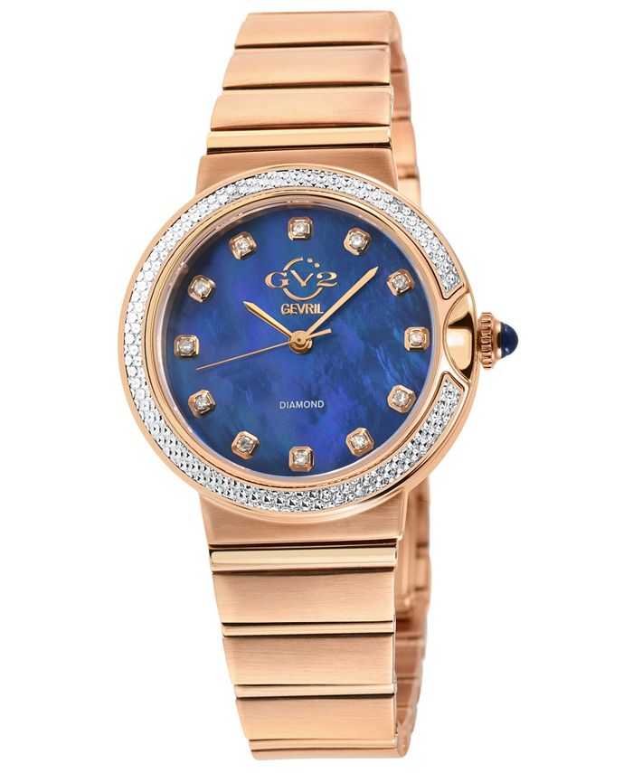 GV2 by Gevril Women's Sorrento Swiss Quartz Diamond Accents Ion Plating ...