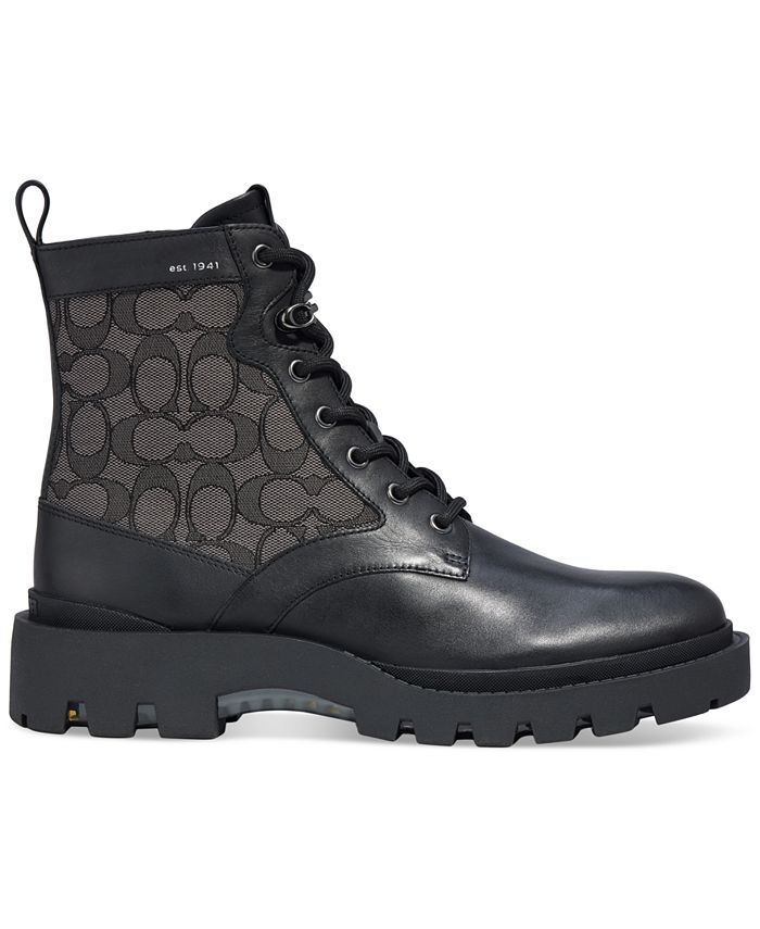 COACH Men's CitySole Leather and Signature Jacquard Boot - Macy's