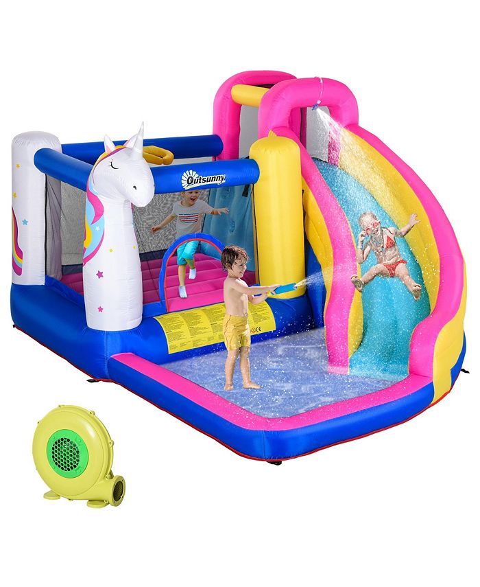 Outsunny Unicorn 5-in-1 Large Inflatable Bounce House, Inflatable Water ...
