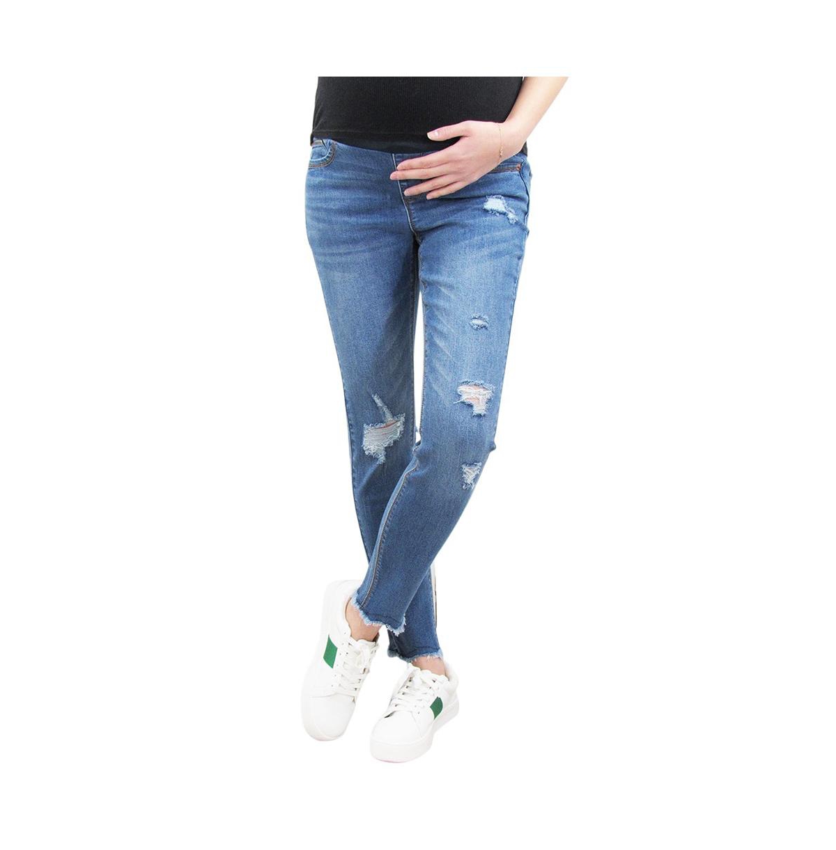 Click here for Indigo Poppy Chewed Hem Maternity Skinny Jean with... prices