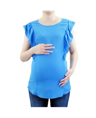 Indigo Poppy Ruffle Sleeve Maternity and Nursing Top - Macy's