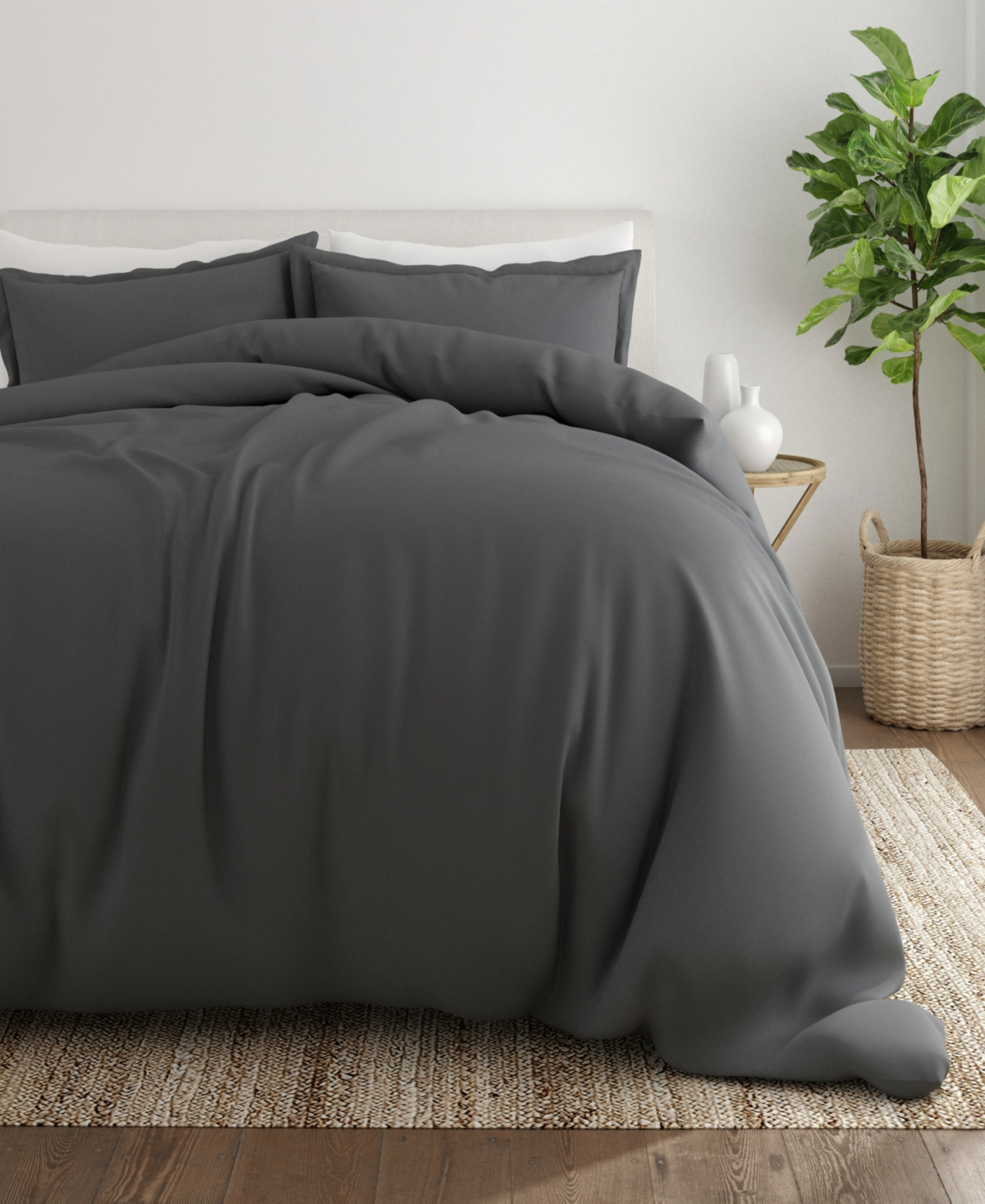 ienjoy Home Double Brushed Solid Duvet Cover Set  Full/Queen - Gray