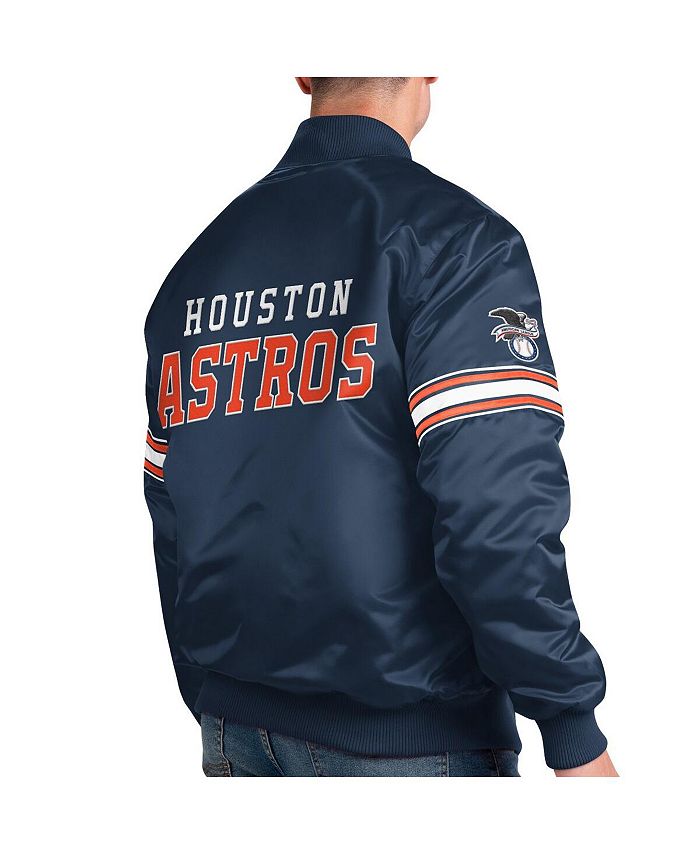 Starter Men's Navy Houston Astros Pick and Roll Satin Varsity Full-Snap ...