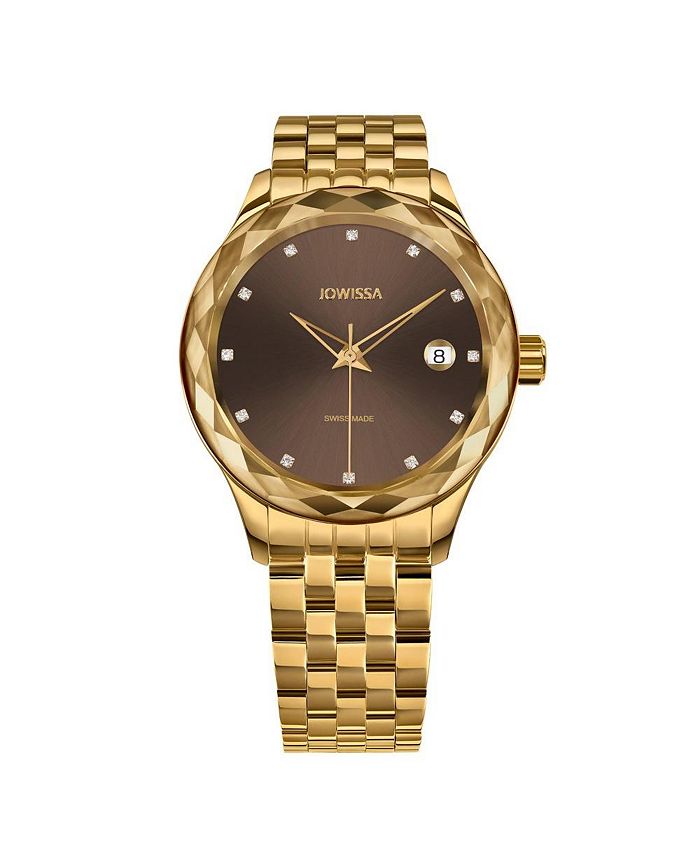 Jowissa Tiro Swiss Gold Plated Ladies 38mm Watch - Chestnut Brown Dial ...