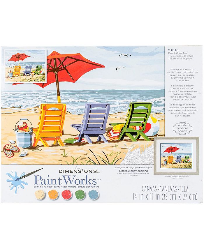 Paint Works Paint By Number Kit-Beach Chair Trio - Macy's
